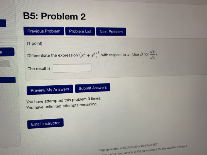 Solved B5 Problem 2 Previous Problem Problem List Next 