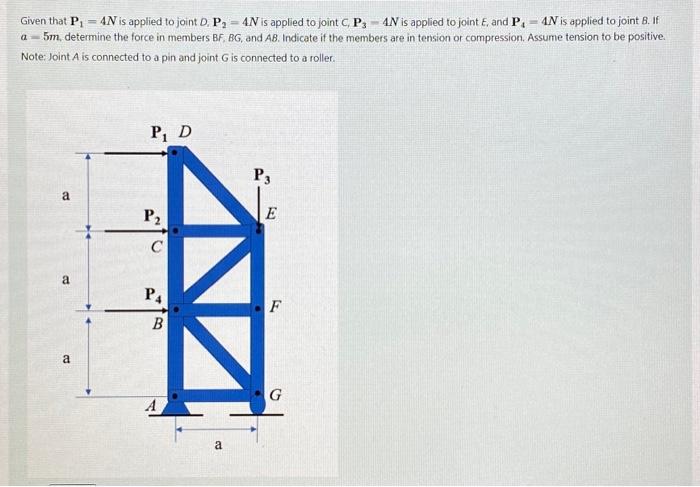 Solved Given that P1=4N is applied to joint D,P2=4N is | Chegg.com