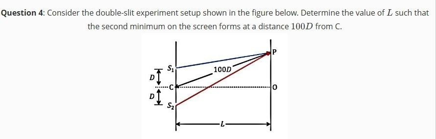 Solved Question 4: Consider the double-slit experiment setup | Chegg.com