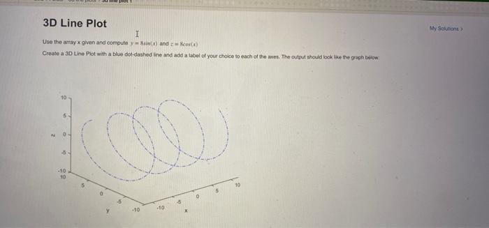 Solved 3d Line Plot My Solution Use The Array X Given And 0726