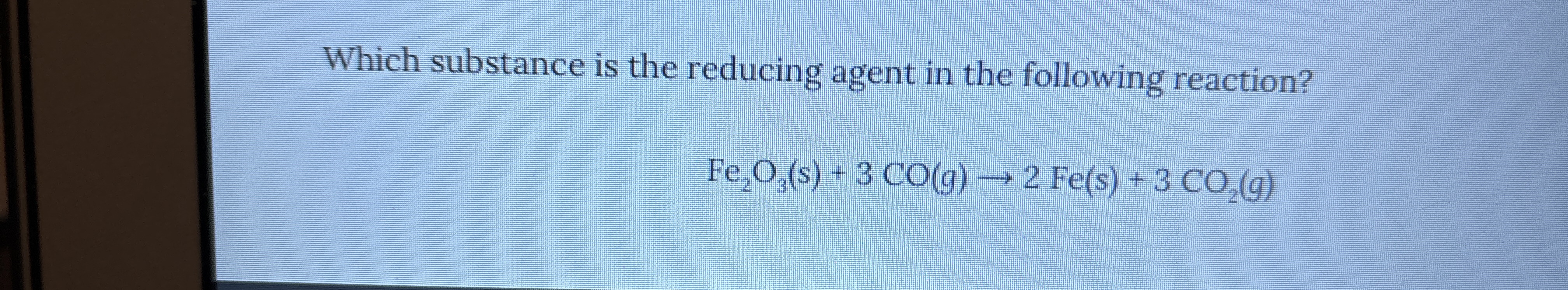 Solved Which substance is the reducing agent in the | Chegg.com