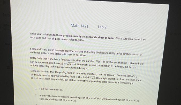 Solved Write your solutions to these problems neatly on a | Chegg.com