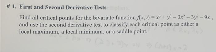Solved 4. First and Second Derivative Tests Find all | Chegg.com