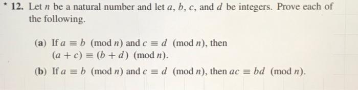 Solved * 12. Let n be a natural number and let a, b, c, and | Chegg.com