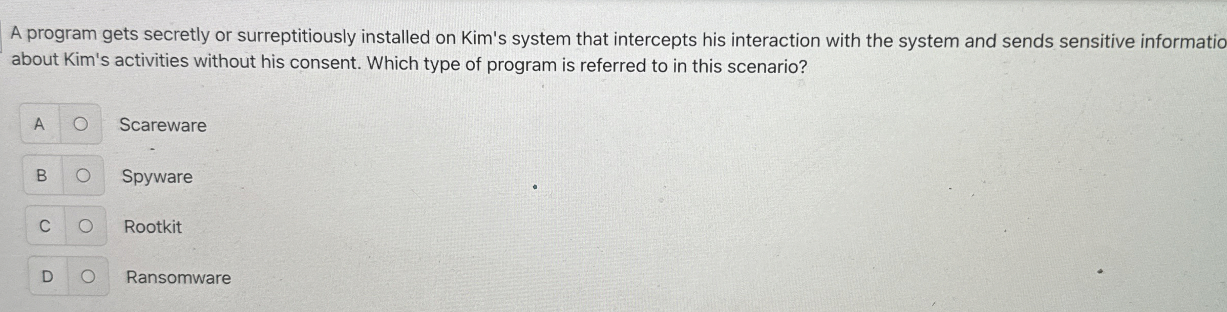Solved A program gets secretly or surreptitiously installed | Chegg.com