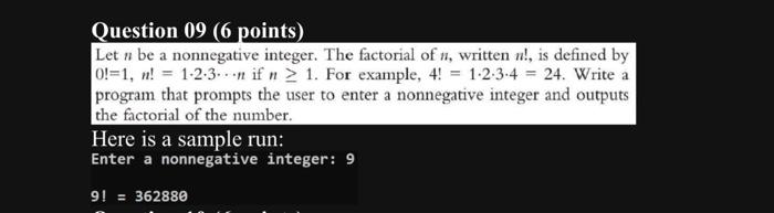 Solved Question 09 (6 points) Let n be a nonnegative | Chegg.com