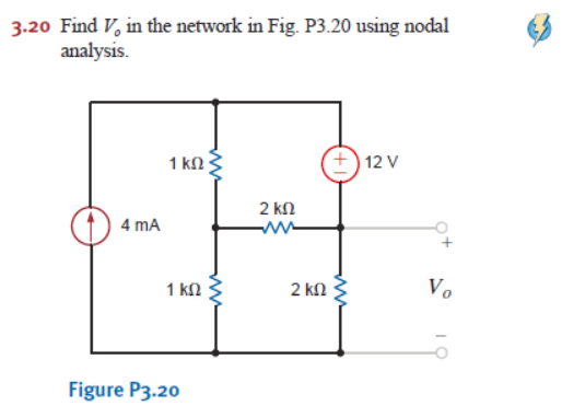 Solved 3.20 ﻿Find Vo ﻿in the network in Fig. P3.20 ﻿using | Chegg.com