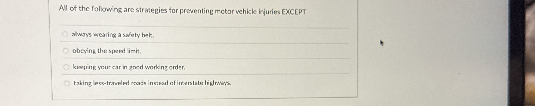 Solved All of the following are strategies for preventing | Chegg.com