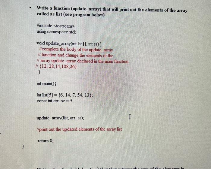 Solved Write A Function Updatearray That Will Print Out