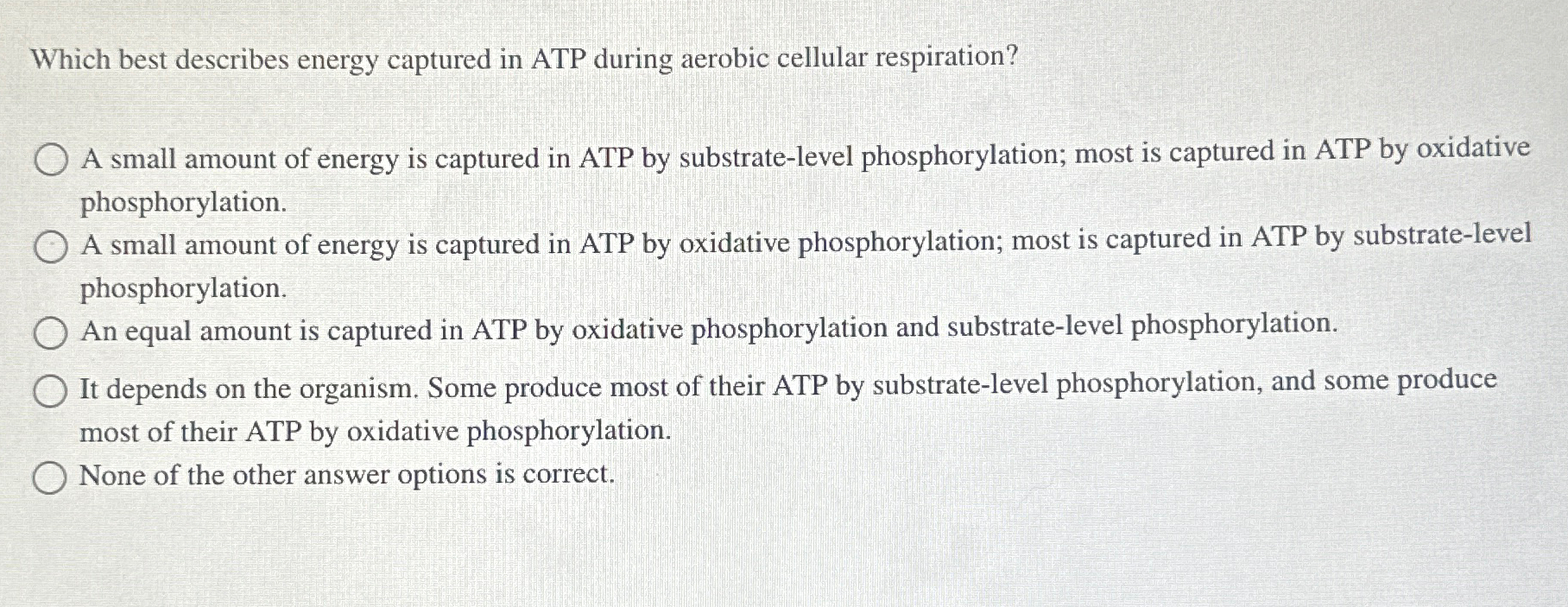 Solved Which best describes energy captured in ATP during | Chegg.com