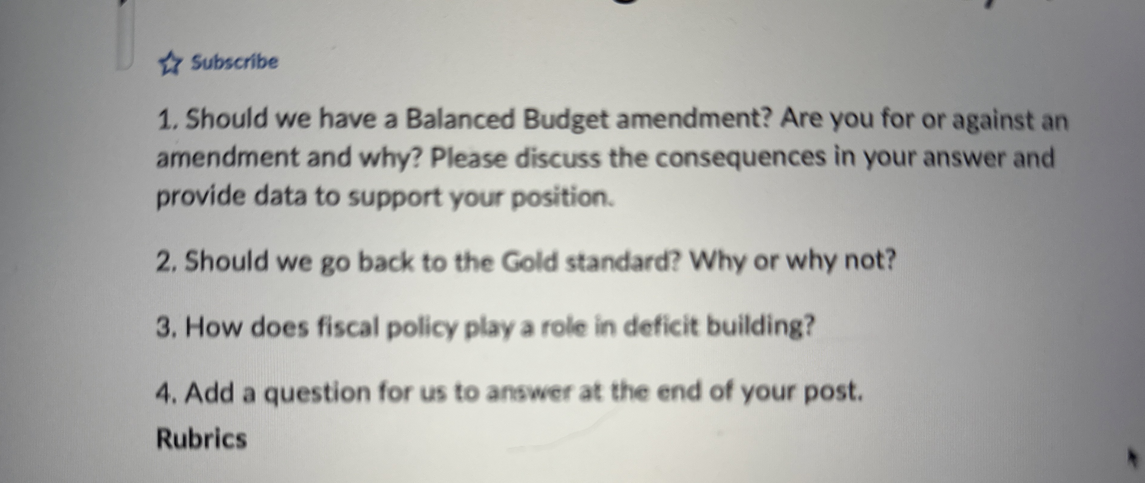 Solved SubscribeShould we have a Balanced Budget amendment? | Chegg.com