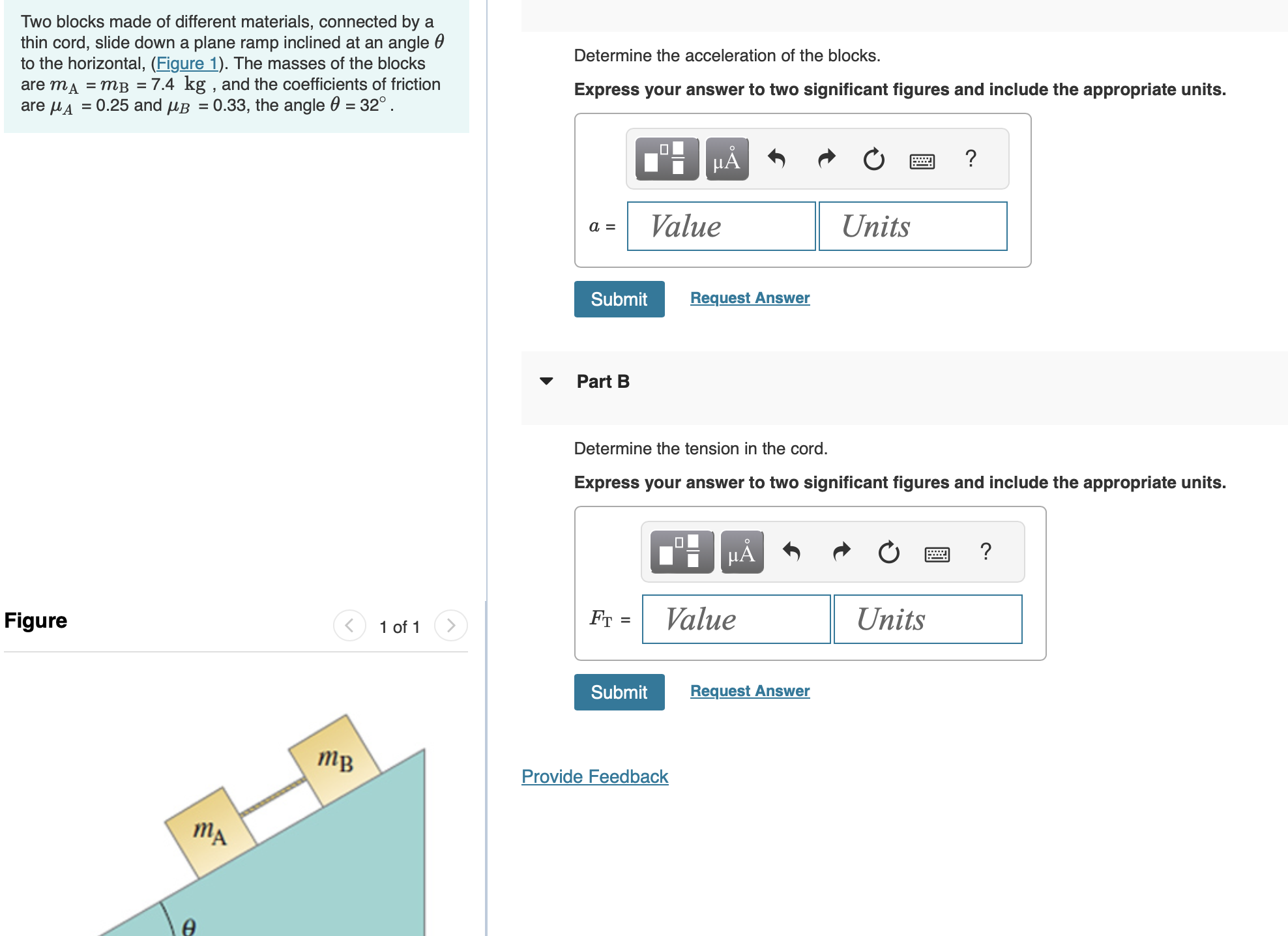 Solved Two blocks made of different materials, connected by | Chegg.com