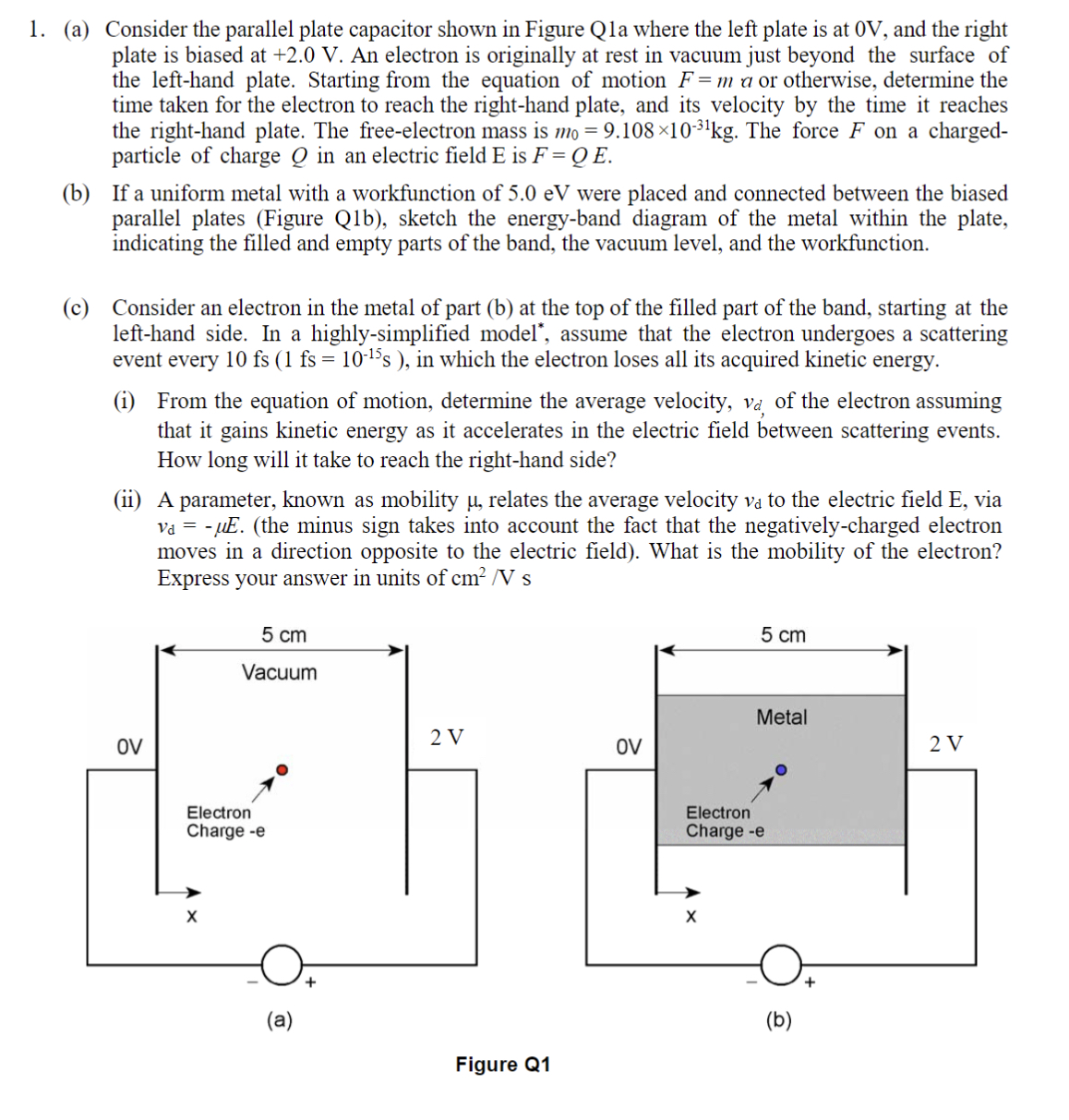 Solved (a) ﻿Consider the parallel plate capacitor shown in | Chegg.com