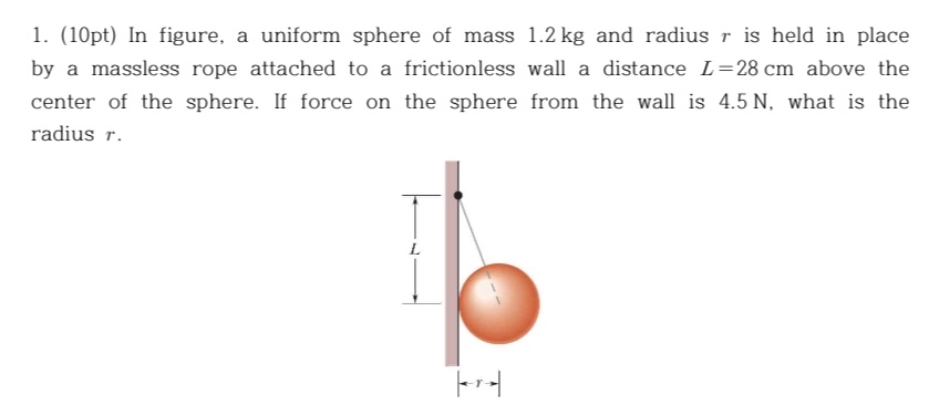 Solved (10pt) ﻿In figure, a uniform sphere of mass 1.2kg | Chegg.com