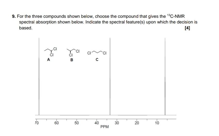 Solved 9. For the three compounds shown below, choose the | Chegg.com
