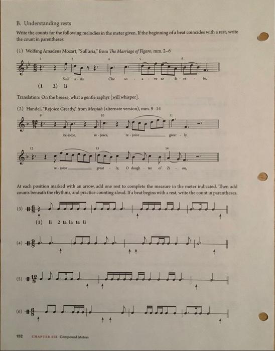 B. Understanding rests Write the counts for the | Chegg.com