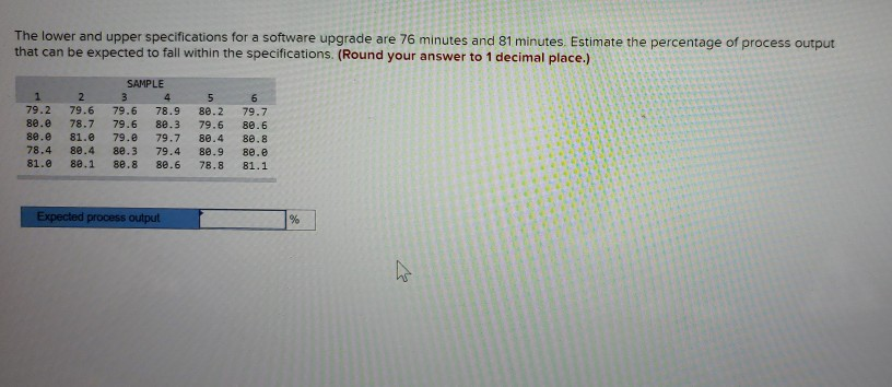 Solved The lower and upper specifications for a software | Chegg.com