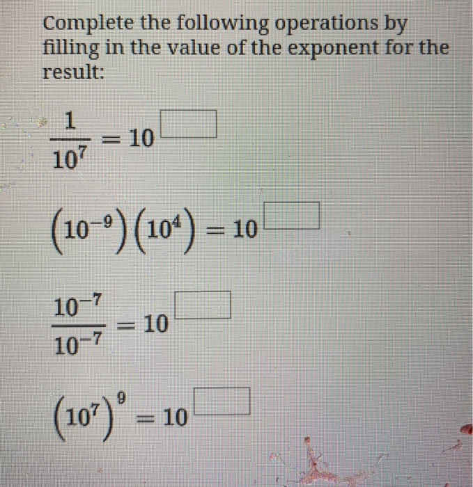 Solved Complete the following operations by filling in the | Chegg.com