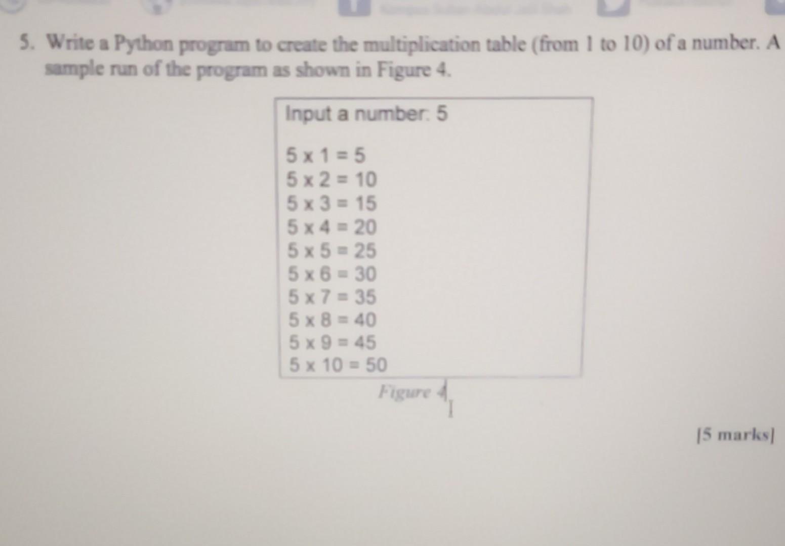 Solved 5 Write A Python Program To Create The Chegg