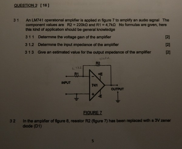 Solved QUESTION 3: [16] 31 An LM741 operational amplifier is | Chegg.com
