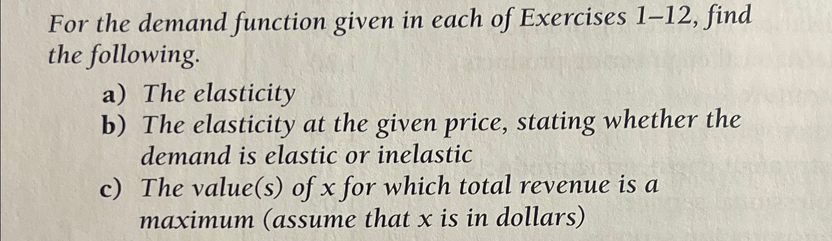 Solved For the demand function given in each of Exercises | Chegg.com