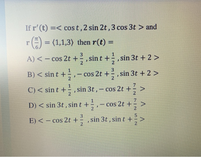 Solved r 3 If r'(t) = and (9) = | Chegg.com