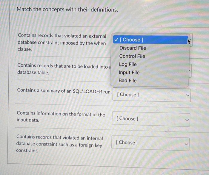 Solved Match the concepts with their definitions. Contains | Chegg.com