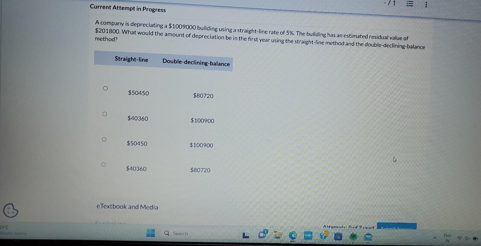 Solved A company is depreciating a $1009000 building using a | Chegg.com