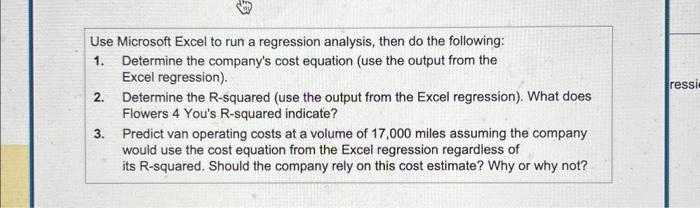 Use Microsoft Excel to run a regression analysis, | Chegg.com