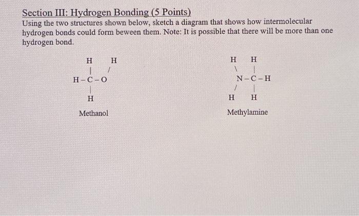 Solved Section III: Hydrogen Bonding (5 Points) Using the | Chegg.com