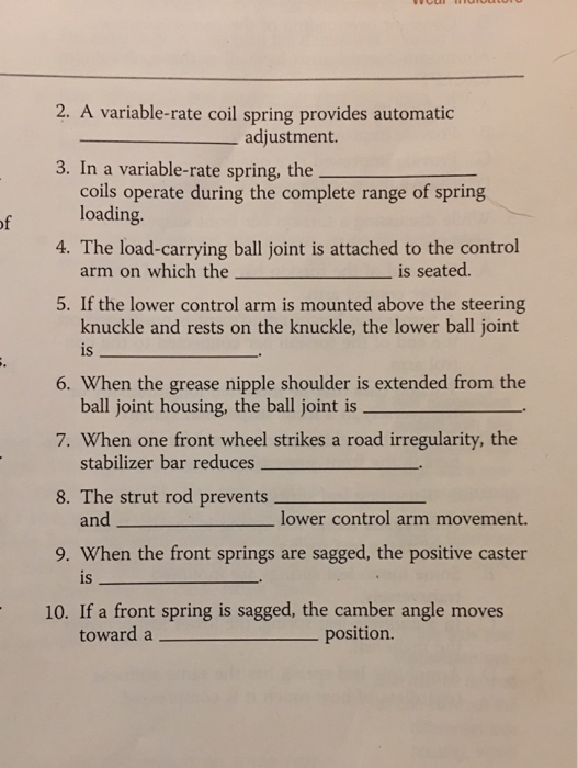Solved 2. A variable-rate coil spring provides automatic | Chegg.com