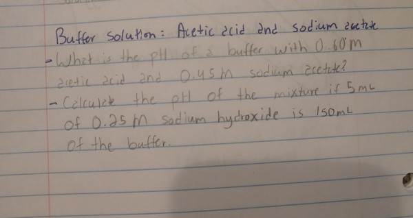 Solved Buffer solution : Acetic acid and sodium abetite. - | Chegg.com Solved Buffer solution : Acetic acid and sodium abetite. - | Chegg.com