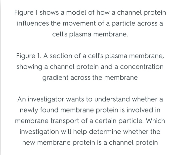Solved Figure 1 shows a model of how a channel protein | Chegg.com