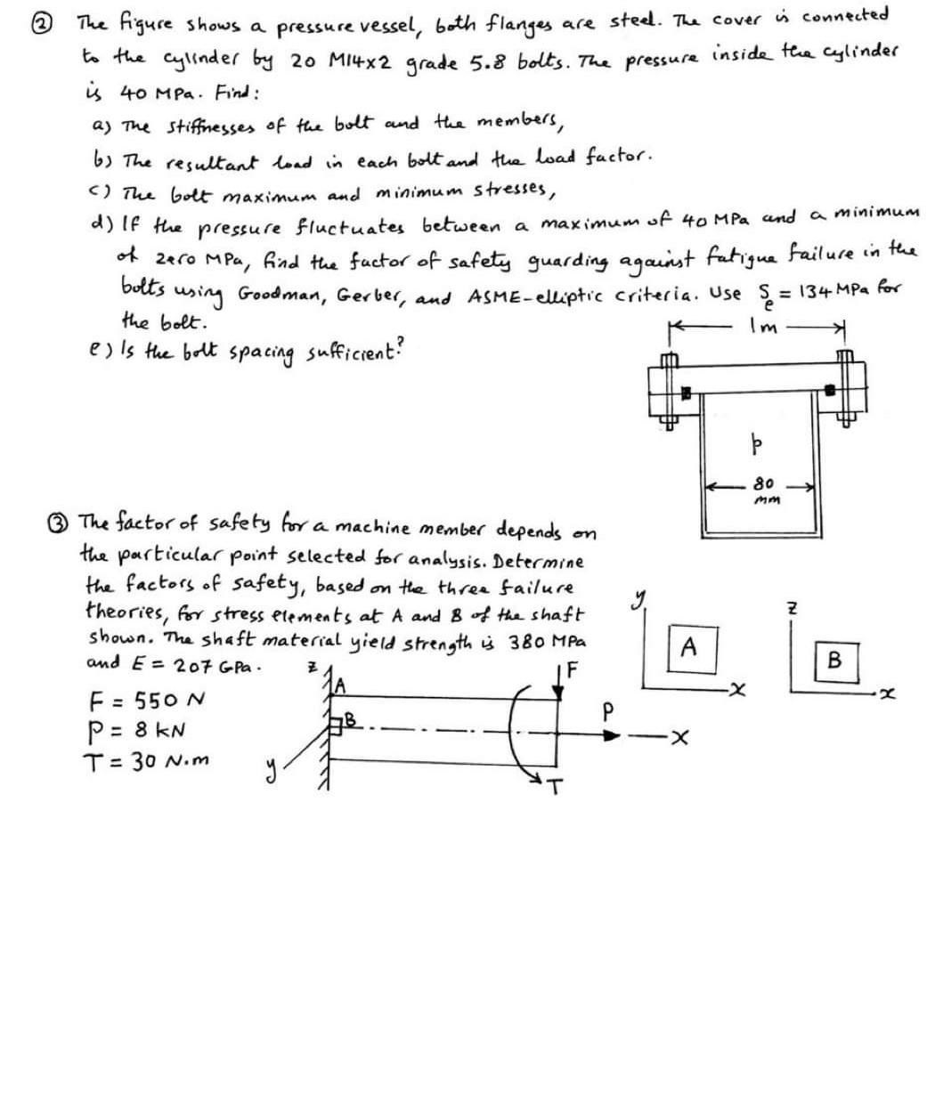 Solved 2 The figure shows a pressure vessel, both flanges | Chegg.com