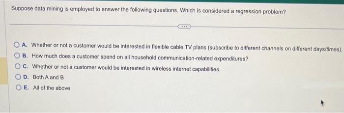 Solved Suppose data mining is employed to answer the | Chegg.com