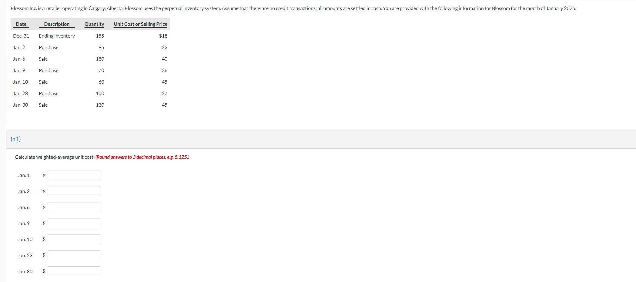 Solved (a1)Calculate weighted-average unit cost. (Round | Chegg.com