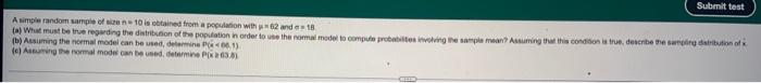 Solved question 18 of 25A simple random sample of size N=10 | Chegg.com