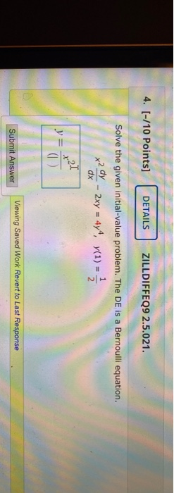 Solved 4. [-/10 Points) DETAILS ZILLDIFFEQ9 2.5.021. Solve | Chegg.com