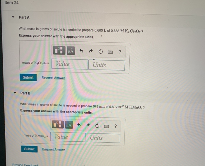Solved Item 24 Part A What mass in grams of solute is needed | Chegg.com