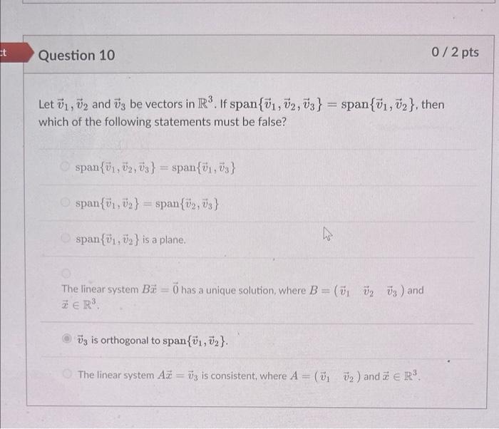 Solved Let v1,v2 and v3 be vectors in R3. If | Chegg.com
