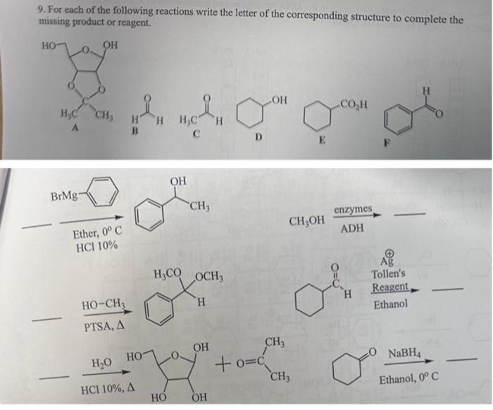 Solved 9. For each of the following reactions write the | Chegg.com