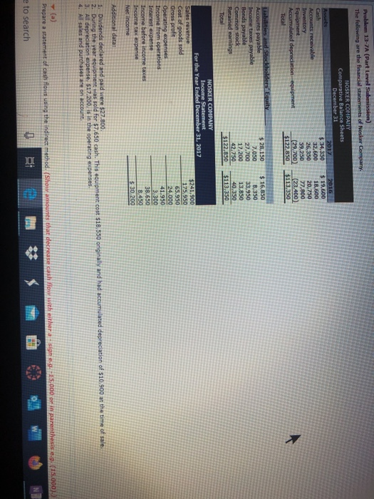 Solved Problem 13-7A (Part Level Submission) The following | Chegg.com