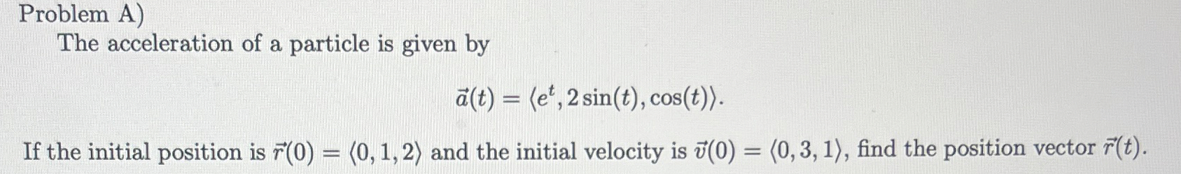 Solved Problem A)The acceleration of a particle is given | Chegg.com