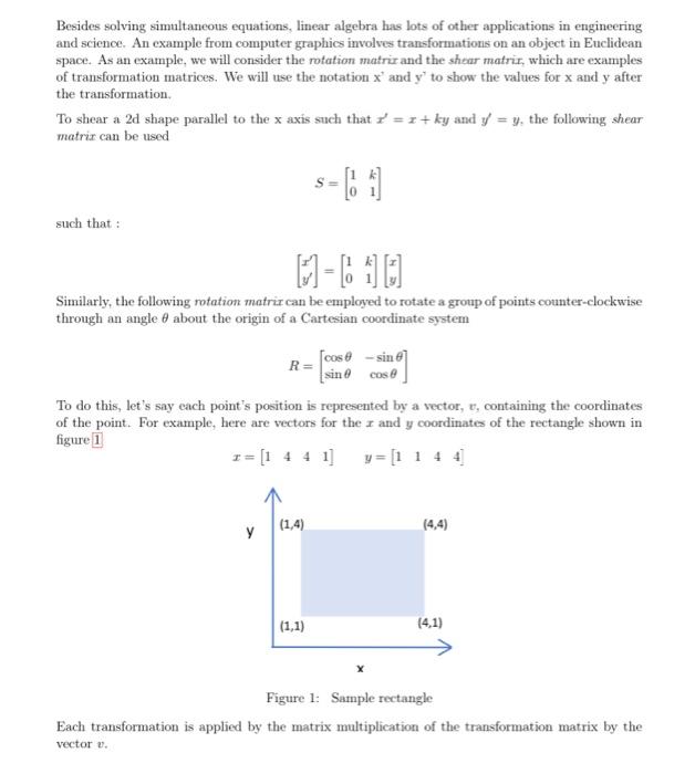 Solved Besides solving simultaneous equations, linear | Chegg.com