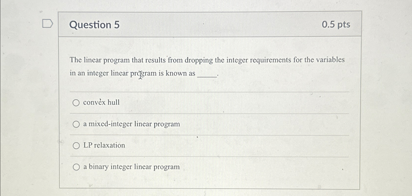 Solved Question 50.5ptsThe linear program that results from | Chegg.com