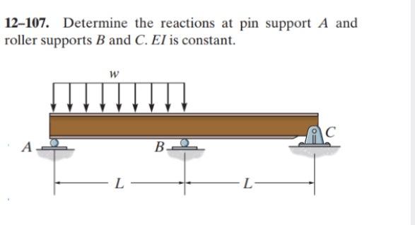 Solved 12 107 Determine The Reactions At Pin Support A And