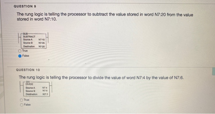 Solved QUESTION 9 The rung logic is telling the processor to | Chegg.com
