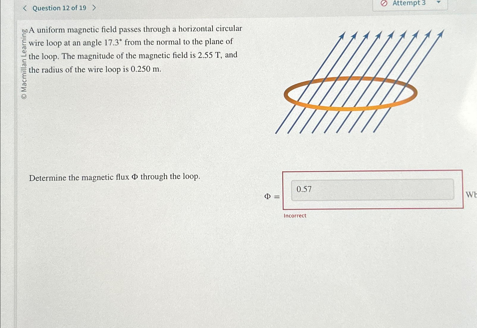 Solved Question 12 ﻿of 19Attempt 3uniform magnetic field | Chegg.com