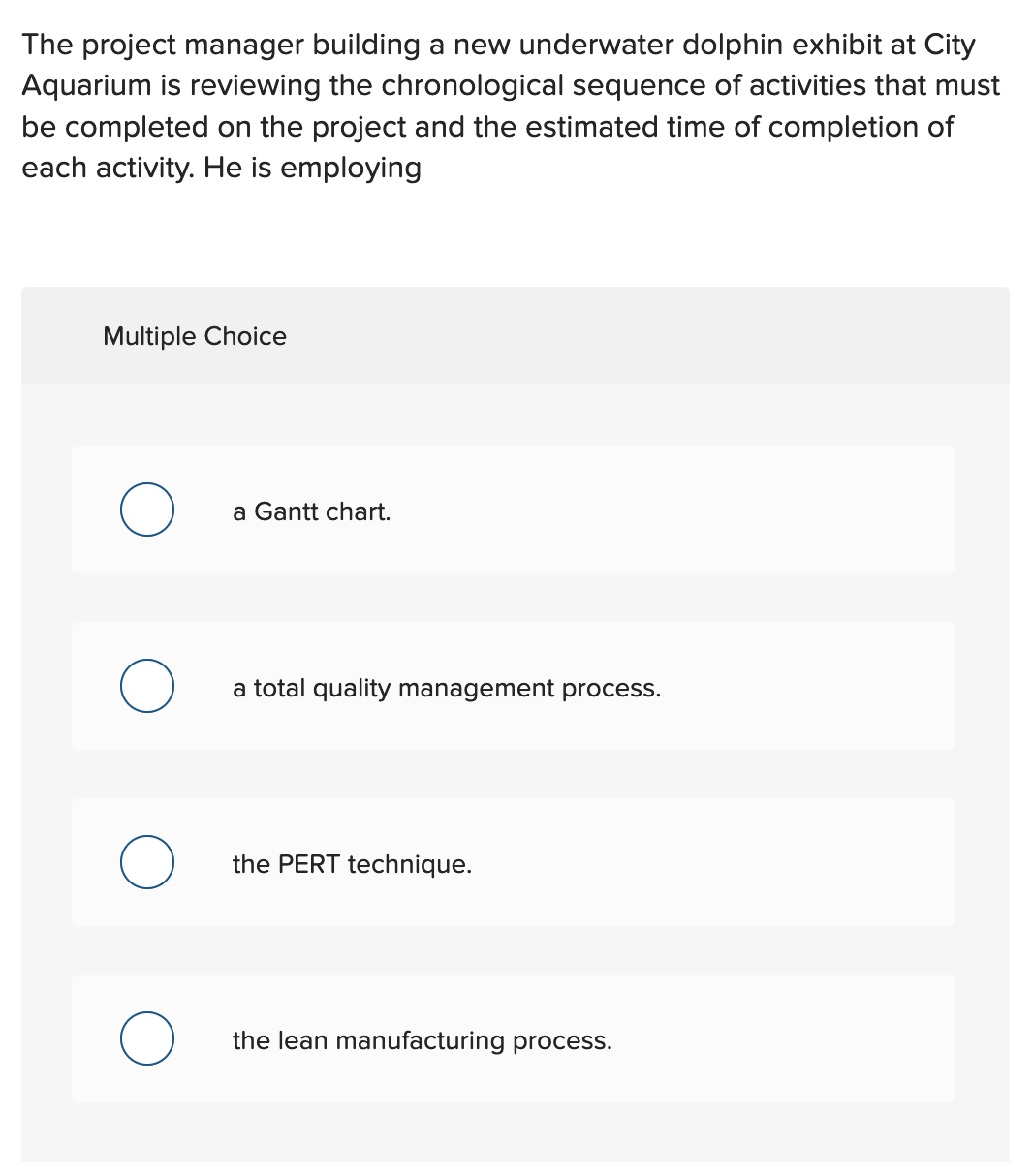 Solved The project manager building a new underwater dolphin | Chegg.com