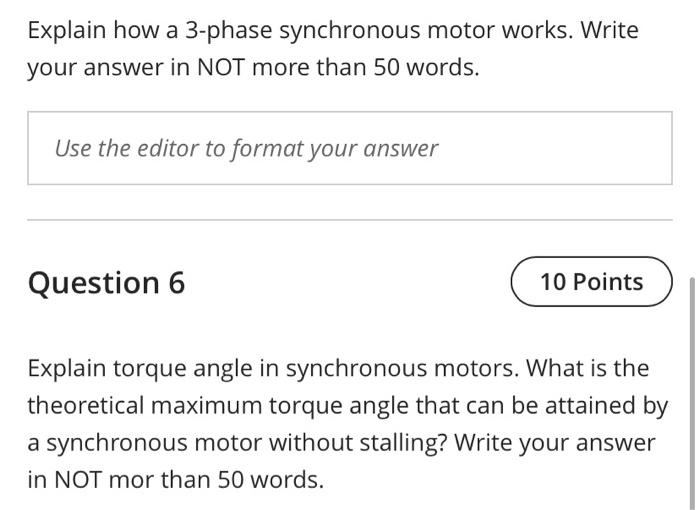 Solved Explain how a 3-phase synchronous motor works. Write | Chegg.com